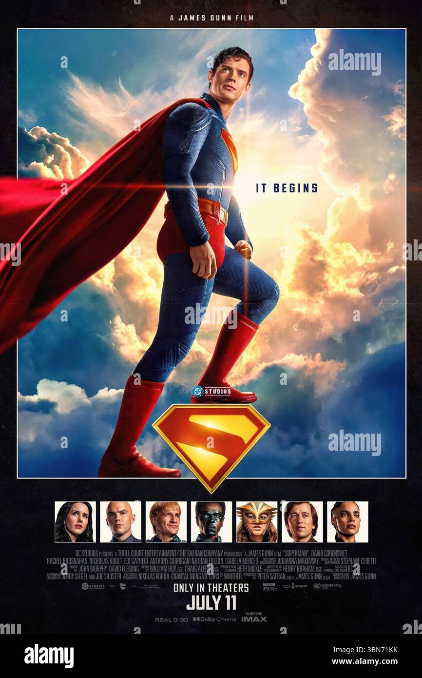 SUPERMAN, US-Poster, David Corenswet als Superman (oben), unten von ...