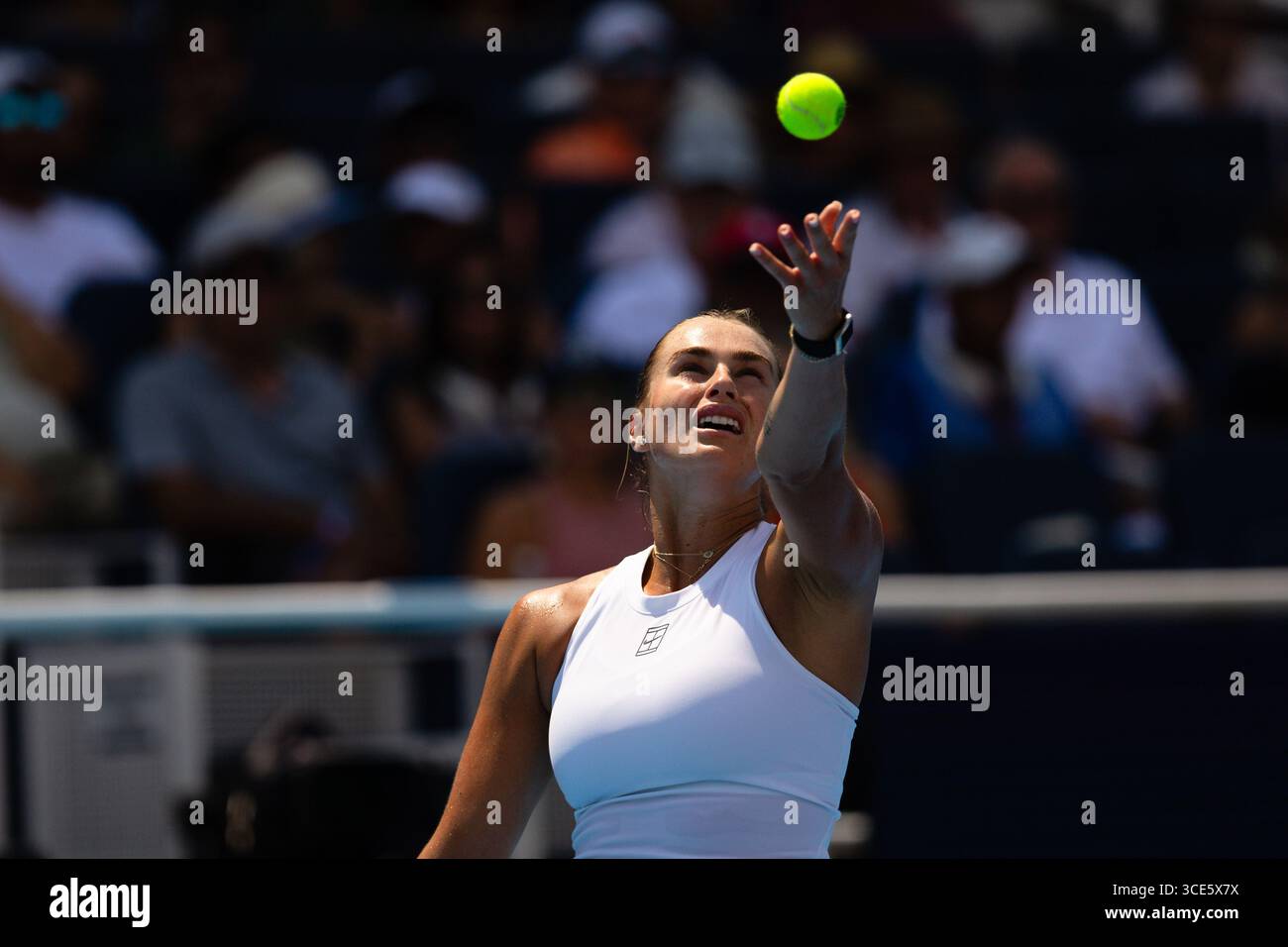 MASON, OHIO – 15. AUGUST: Aryna Sabalenka im Kampf gegen Elena Rybakina ...