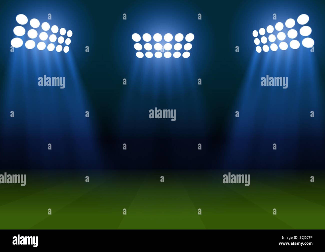 Fußballstadion oder Fußballstadion bei Nacht mit Spotlight. Football ...