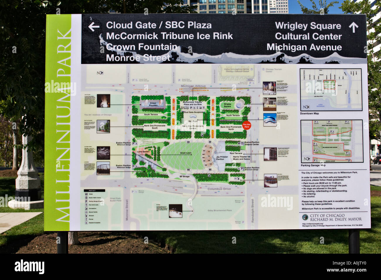 PARKS Chicago Illinois informative Karte von Millennium Park Pfeile zu ... PARKS Chicago Illinois informative Karte von Millennium Park Pfeile zu ...