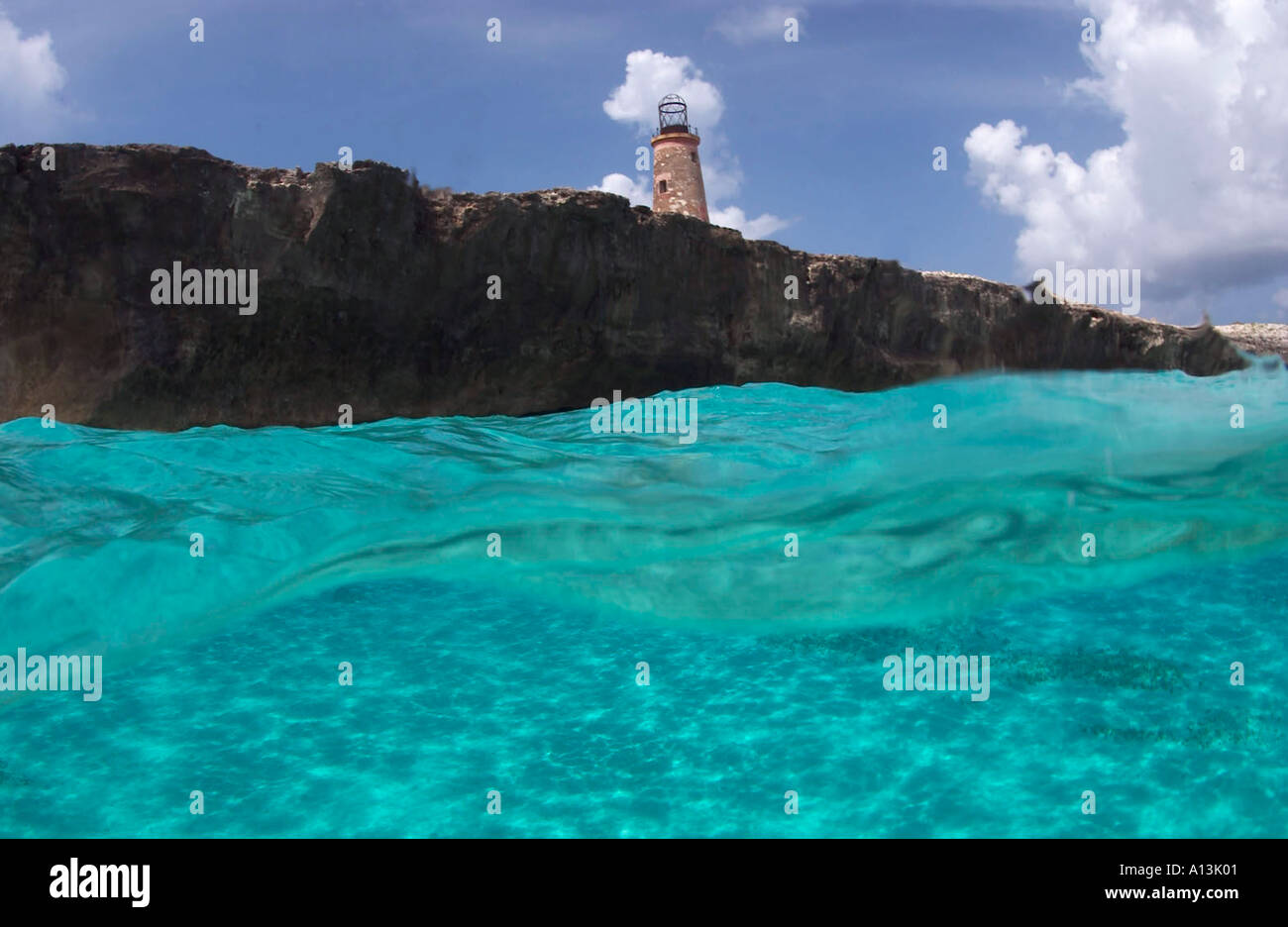 Unter über Elbow Cay mit Leuchtturm im Hintergrund Cay Sal Bank Bahamas ...