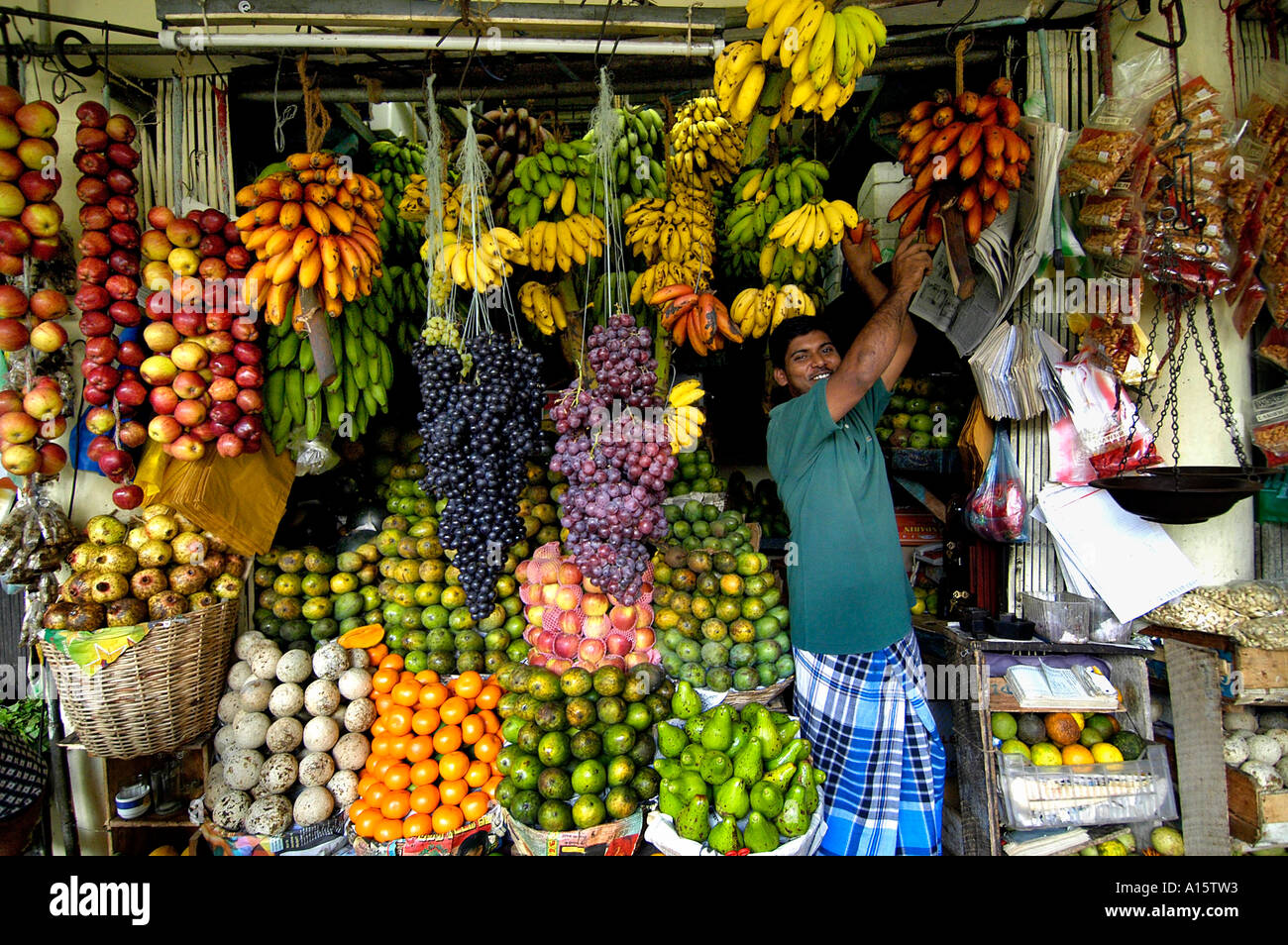 Sri Lanka Gemüsehändler Markt Obst Banane Lebensmittelhändler ...