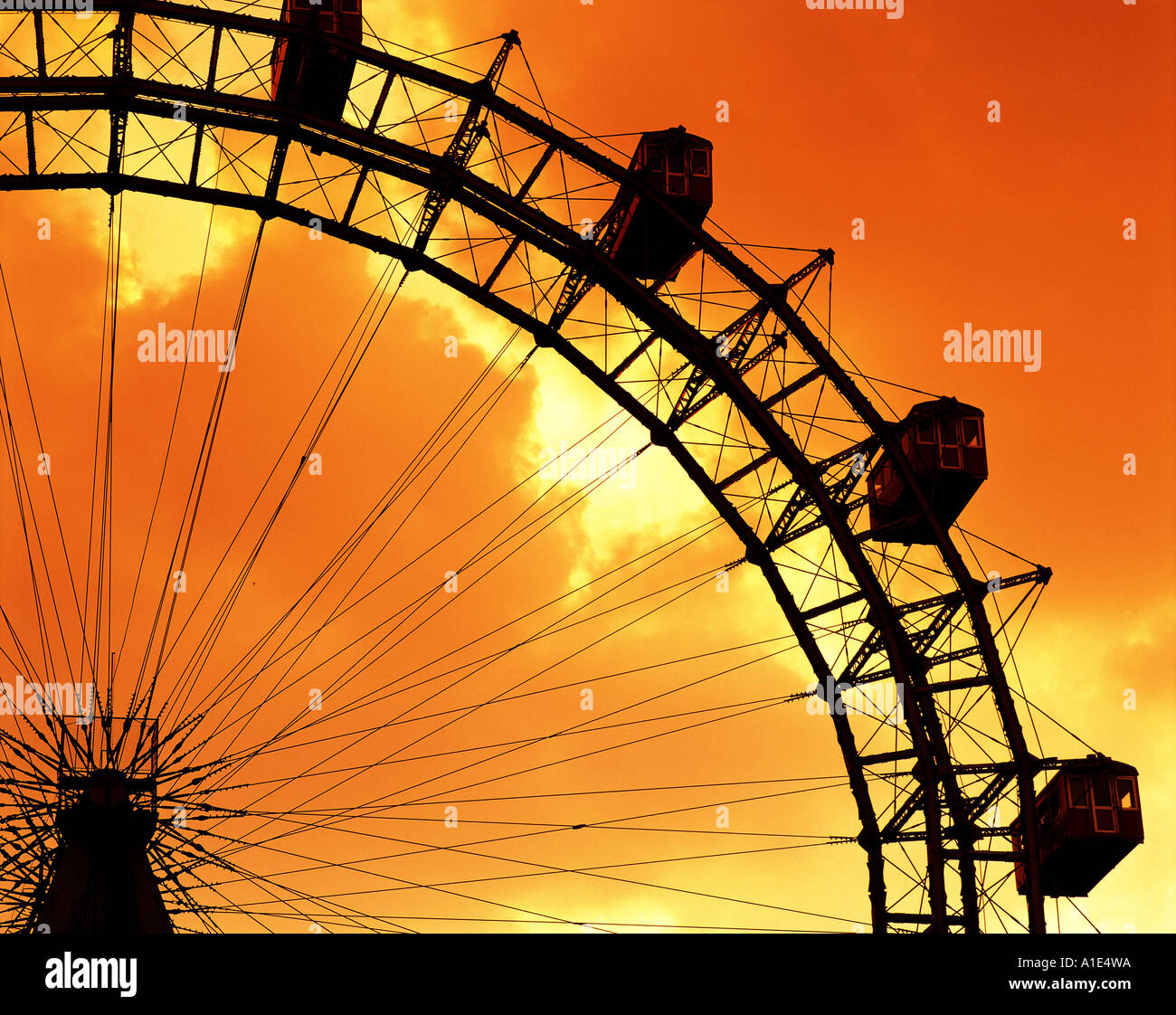 Prater-Riesenrad bei Sonnenuntergang in Wien, Österreich ...