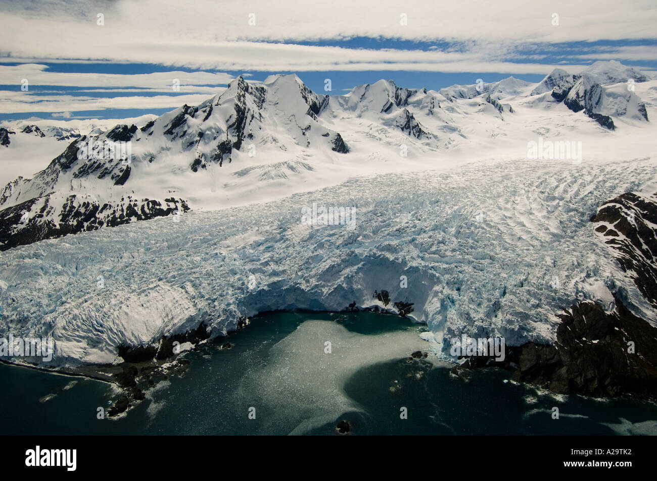 SOUTH GEORGIA ISLAND, Antarktis, Luftaufnahmen von Henningsen Gletscher ...