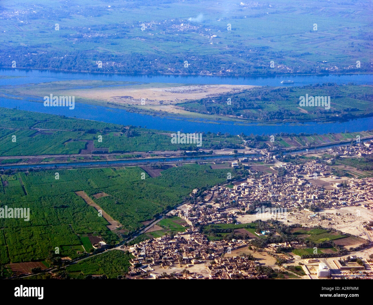 Fluss Nil Delta Nildelta Niledelta Ägypten Vogel Auge Ansicht Vögel ...