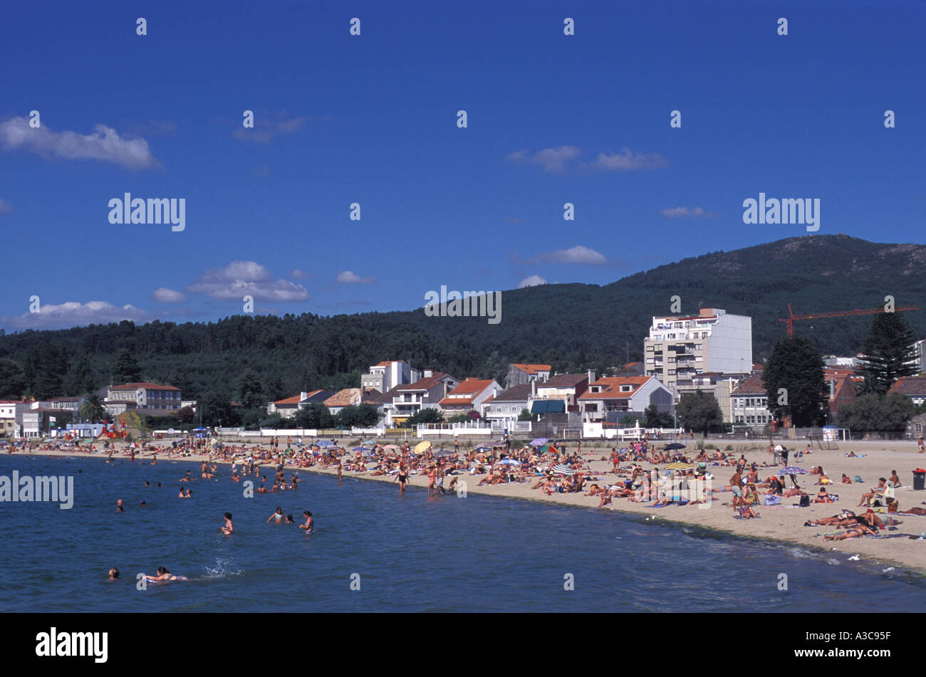 Der Strand von Vilagarcia de Arousa Galizien Spanien Stockfotografie ...