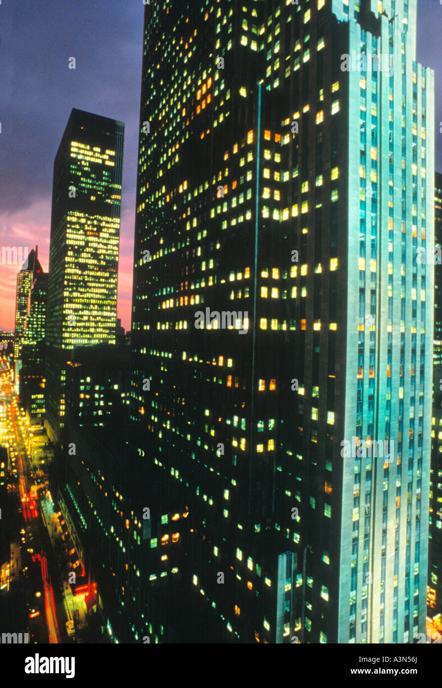New York City Rockefeller Center: Luftaufnahme von Midtown manhattan ...