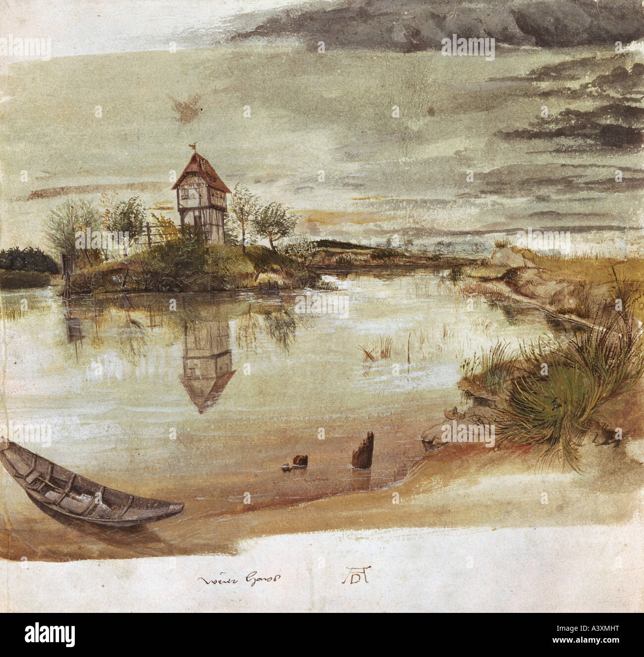 "Fine Arts, Dürer, Albrecht (1471-1528), Malerei,"Weiherhaus"("Haus von einem Teich"), ca. 1496 ...