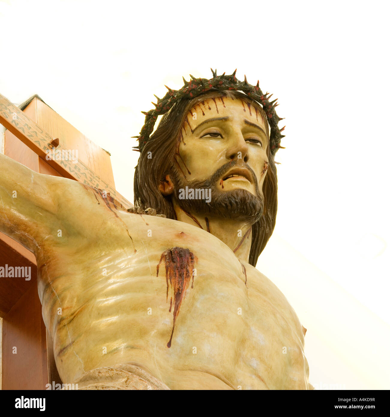 Jesus am Kreuz der Kreuzigung Oberkörper und Kopf-Detail Stockfotografie - Alamy