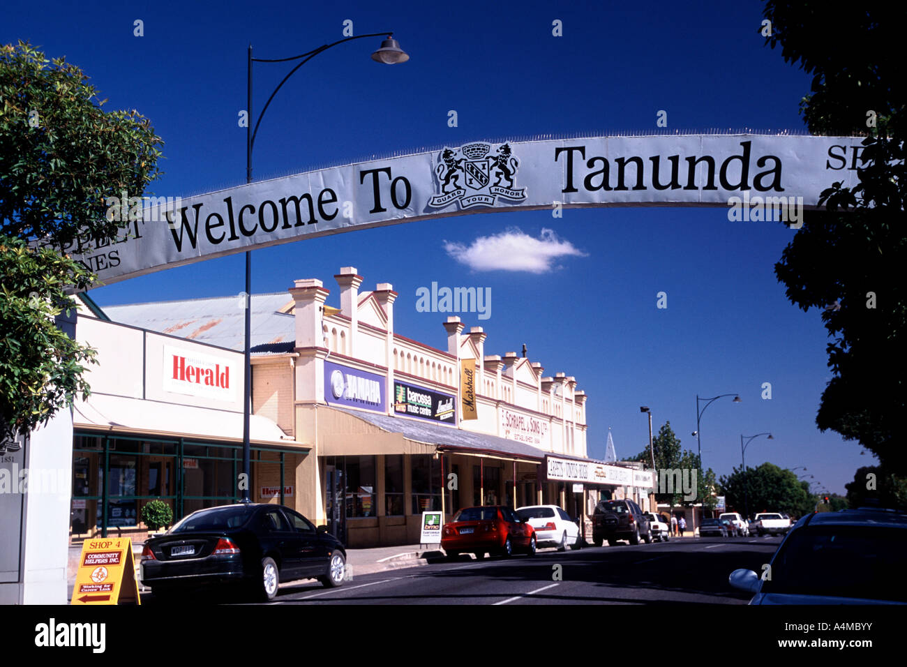 "Welcome to Tanunda" Zeichen in der Stadt von Tanunda im Barossa Valley ...