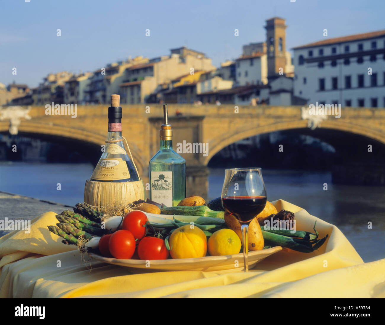 Essen und Wein Toskana Florenz Italien Stockfotografie - Alamy
