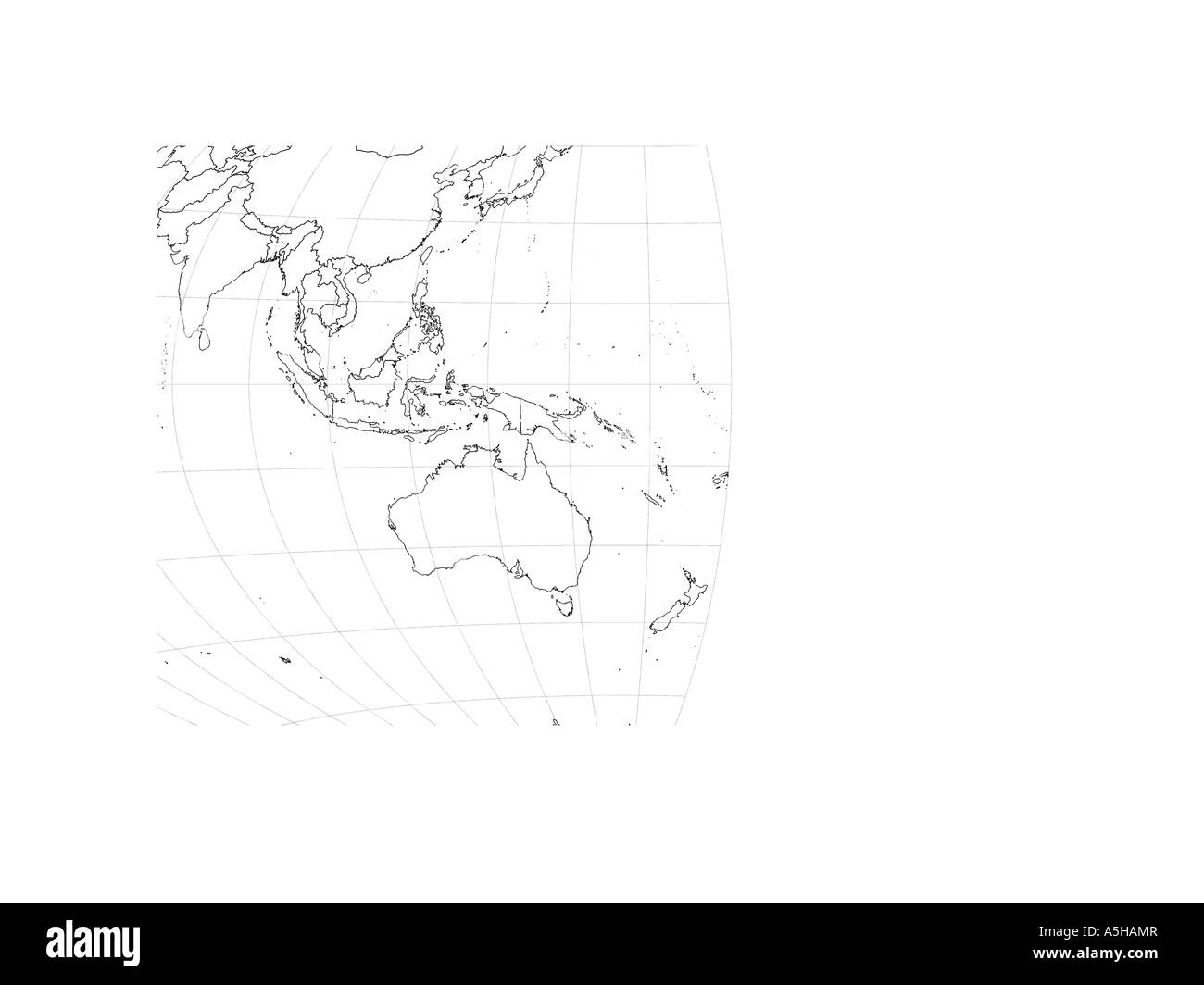 Fernost Asien Globus Karte Land Grenze Umriss Diagramm Stockfotografie ...