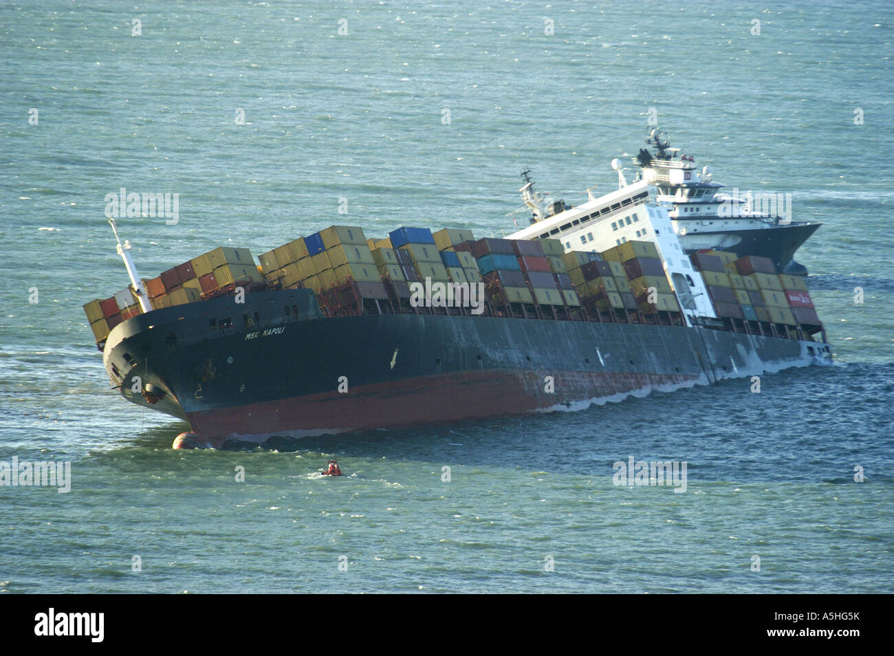 Containerschiff MSC Napoli aus Branscombe in South Devon Transport von ...