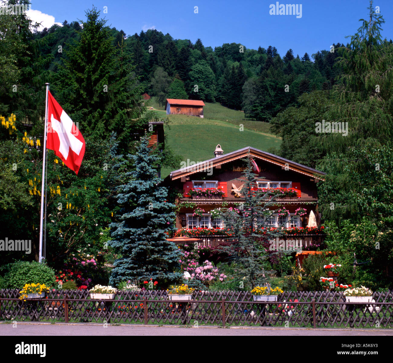 Swiss chalet garden -Fotos und -Bildmaterial in hoher Auflösung – Alamy