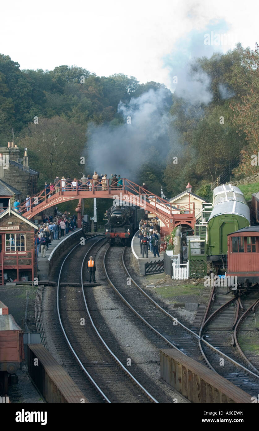 Dampf Lok Ankunft am Bahnhof Goathland Standort für Harry-Potter-Filmen ...