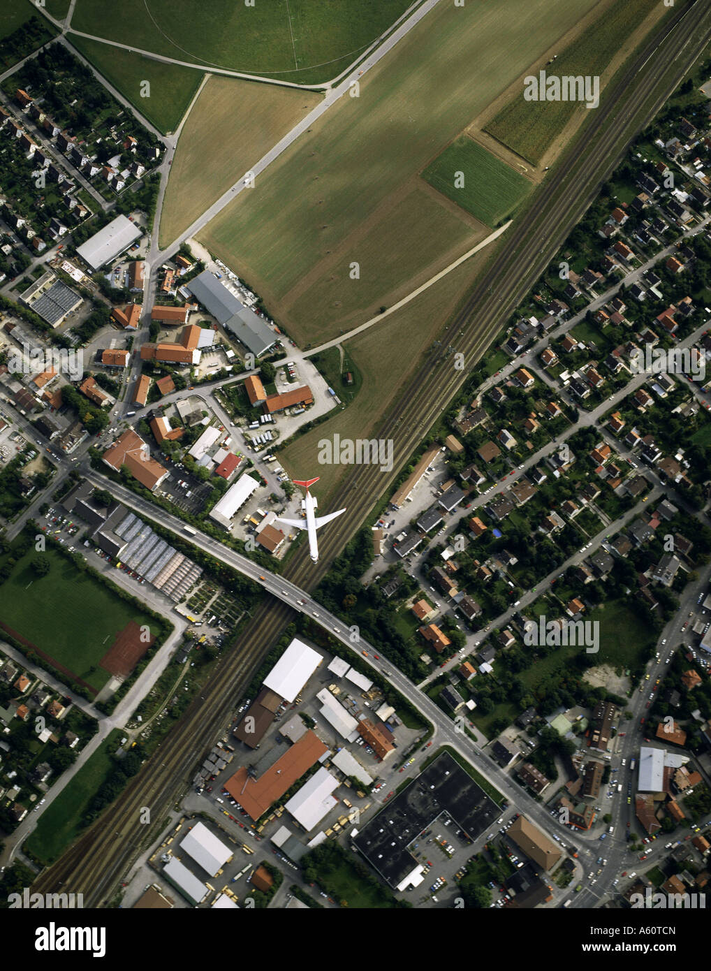 Flugzeug nach Start aus München-Riem Flughafen, Deutschland, Bayern ...