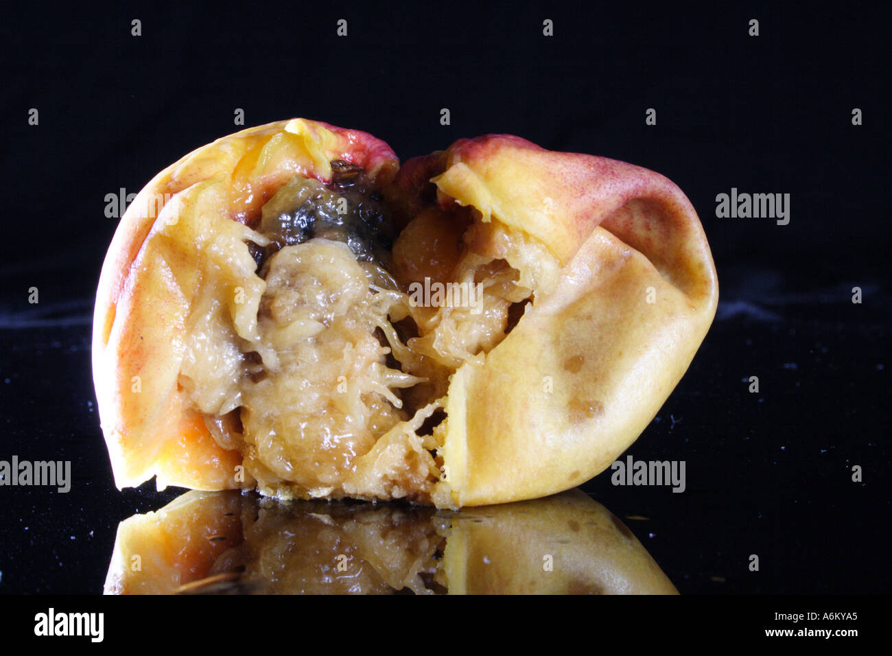 EIN VERWESENDER PFIRSICH NEKTARINE IN VERSCHIEDENEN STADIEN DER ...