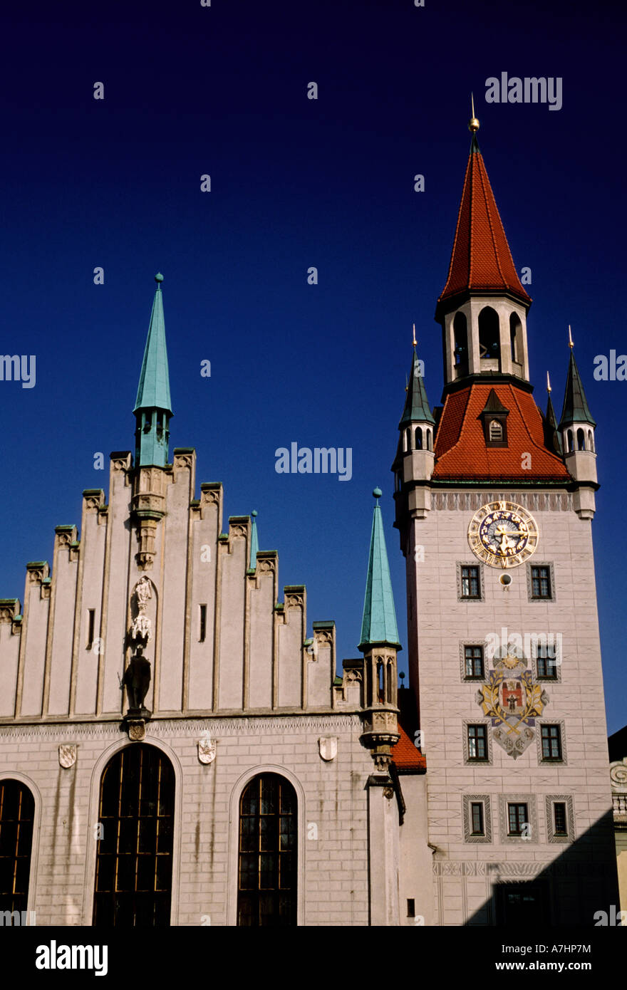 Clock Tower, Altes Rathaus, Altes Rathaus, Marienplatz, Hauptstadt ...