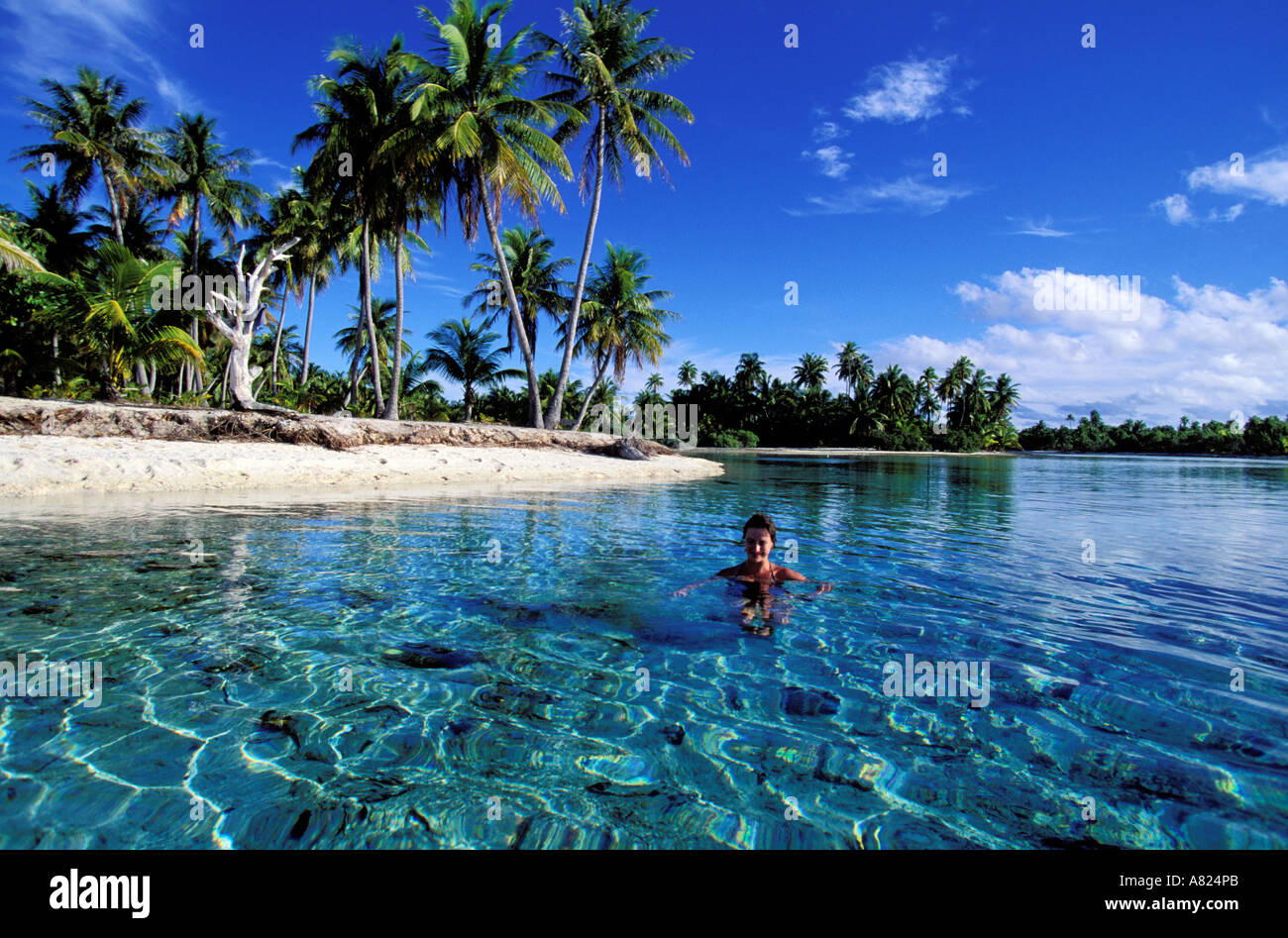 Frankreich, Französisch-Polynesien Rangiroa Atoll, Strand der Insel ...