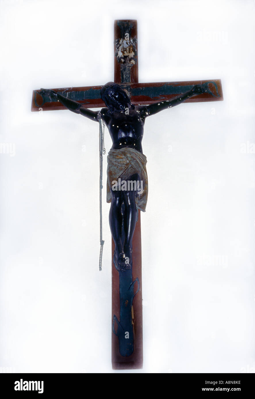 Nevis St James Anglican Church schwarzen Jesus Crucifix Nr Brick Kiln ...
