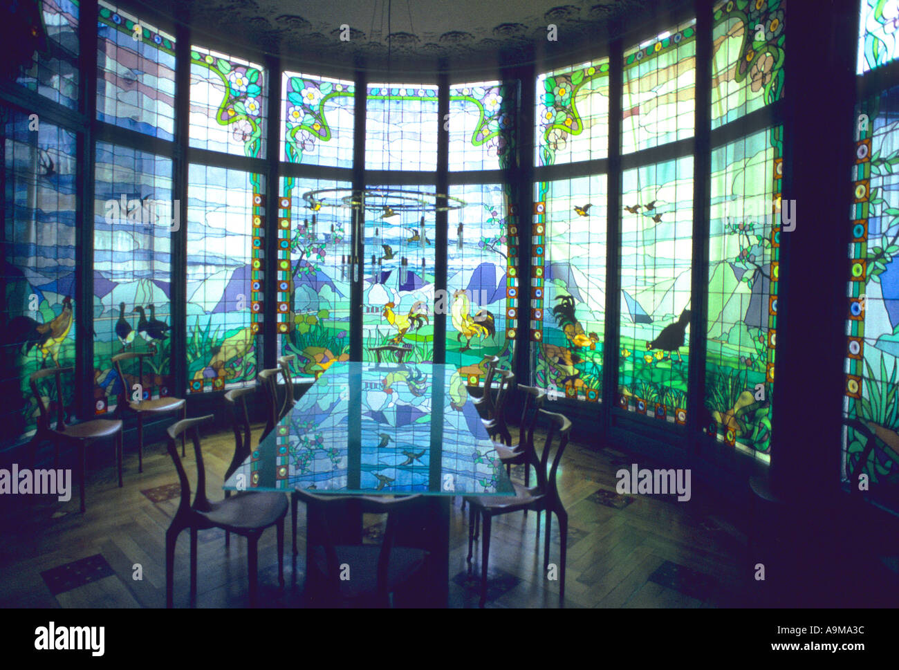 bunte Jugendstil Glas Fenster Wand Speisesaal Casa Amatller th ...