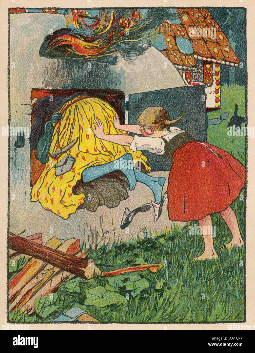 Gretel Pushes Wicked Witch Oven Stockfotos und -bilder Kaufen - Alamy