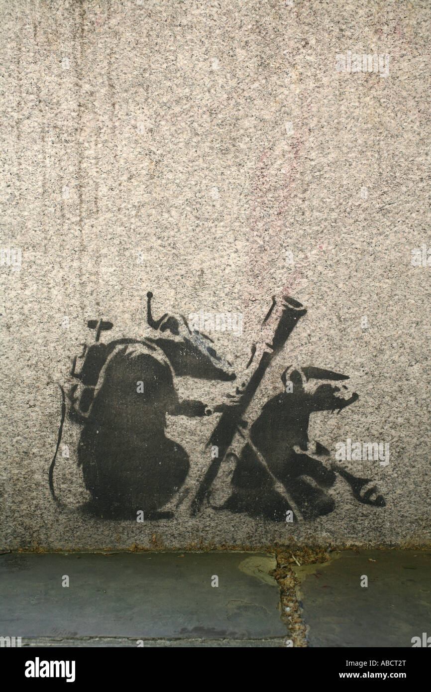 Banksy Schablone von Ratten mit Rocket Launcher, Houses of Parliament ...