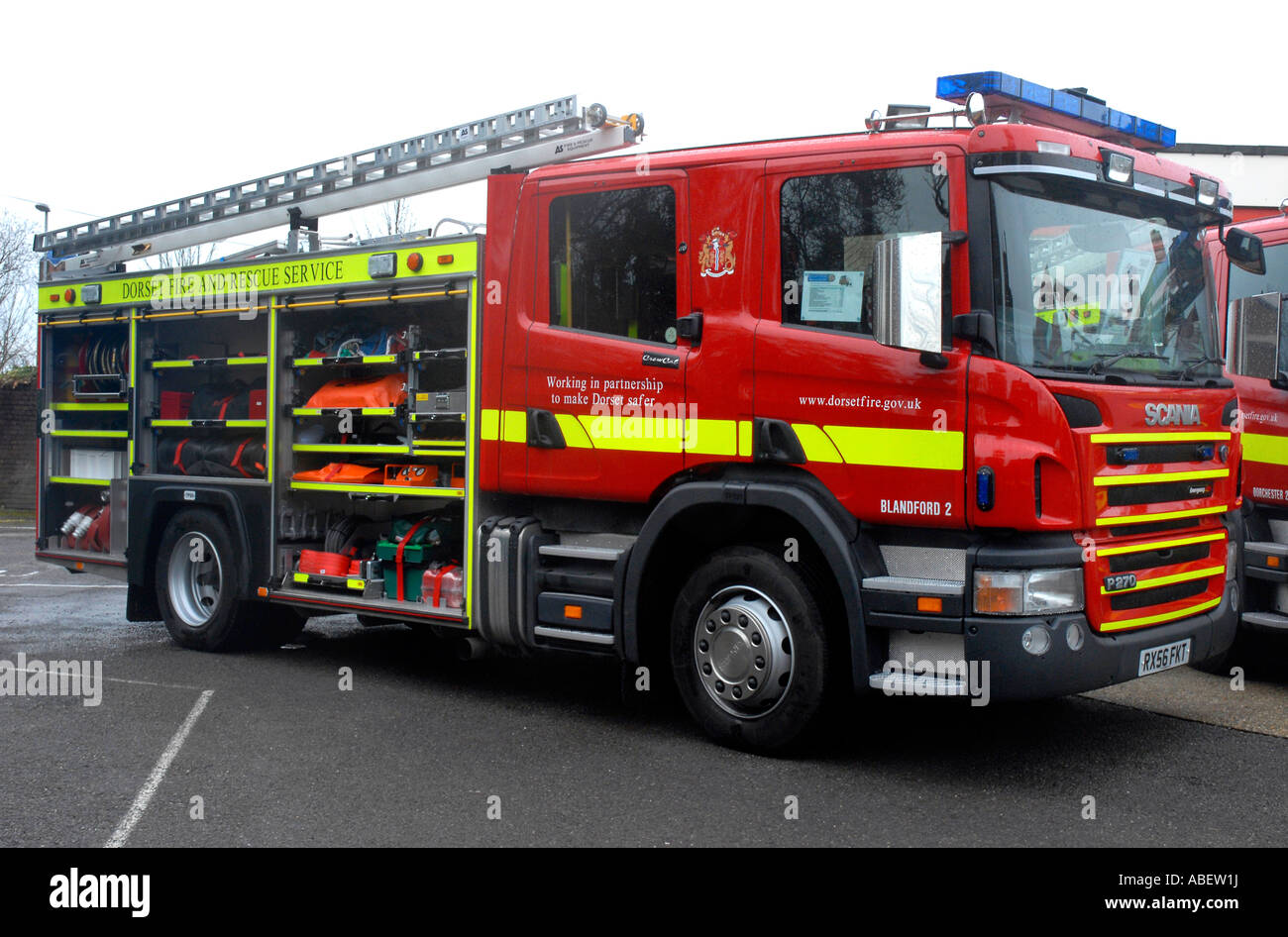 Scania P Series Feuerwehrauto, England, UK Stockfotografie - Alamy
