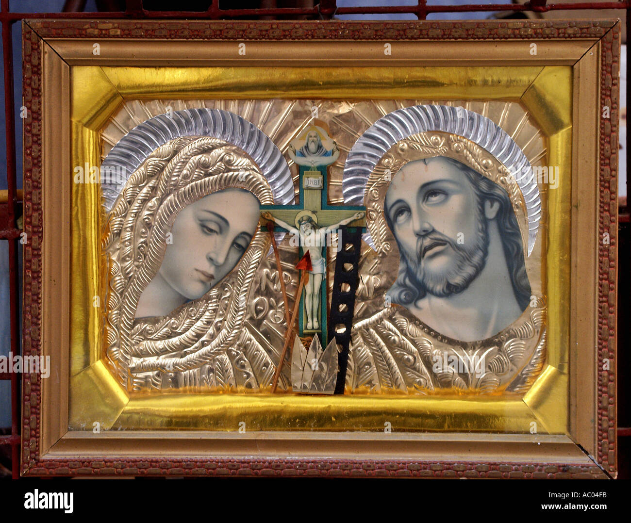 Madonna und Jesus Christus Kreuz Kreuzigung alte Kirche Krete Kreta Griechenland Stockfotografie ...