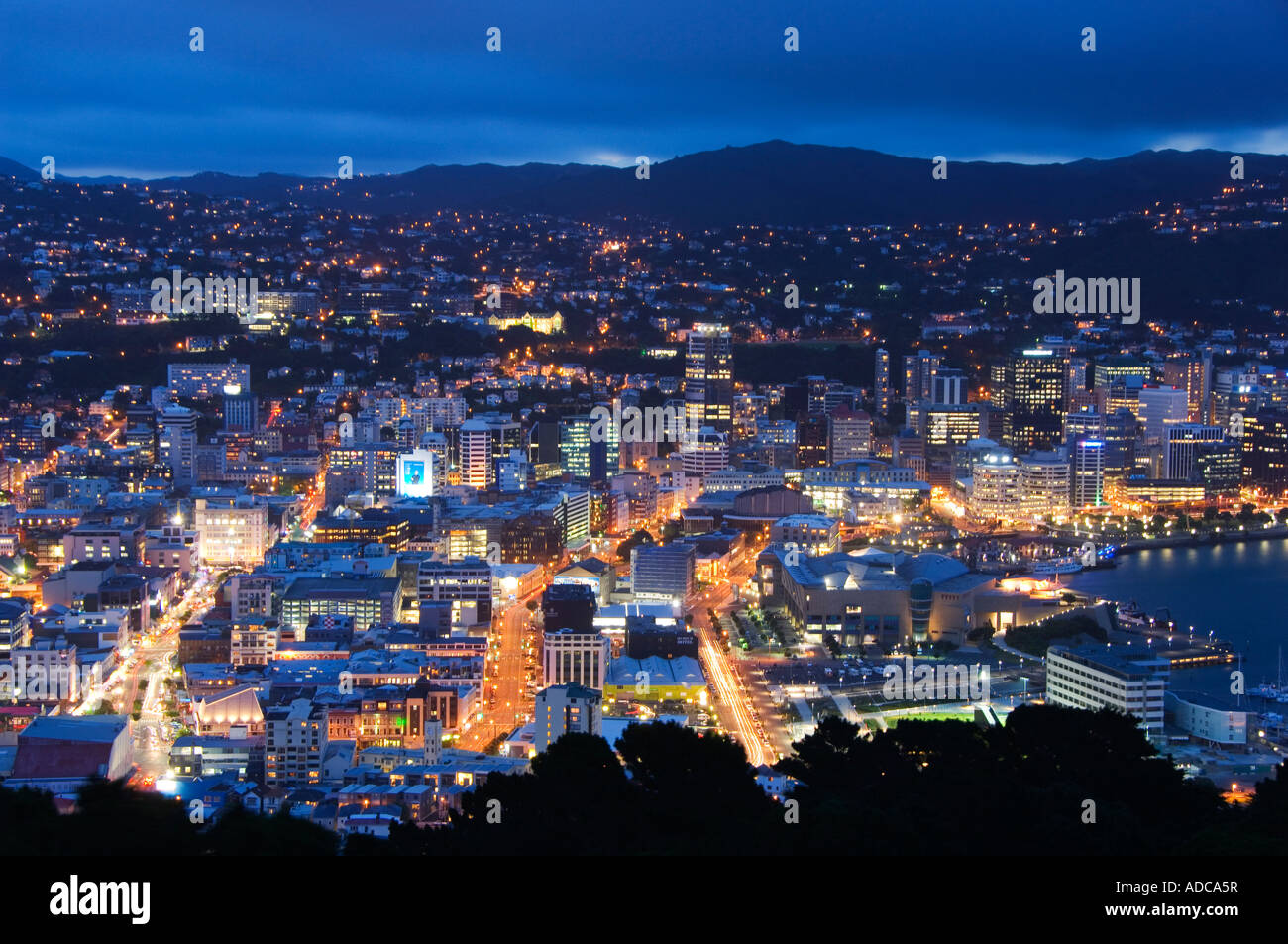 Neuseeland Nord Insel Wellington City Centre Nacht Blick auf Oriental ...