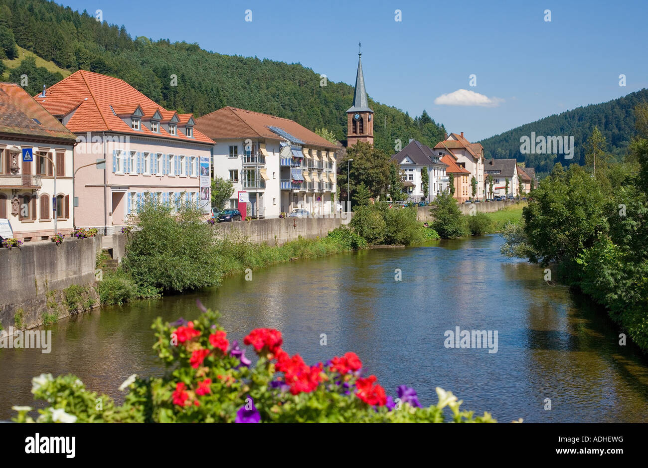 Kinzig Fluss, Wolfach, Schwarzwald, Baden-Württemberg, Deutschland ...