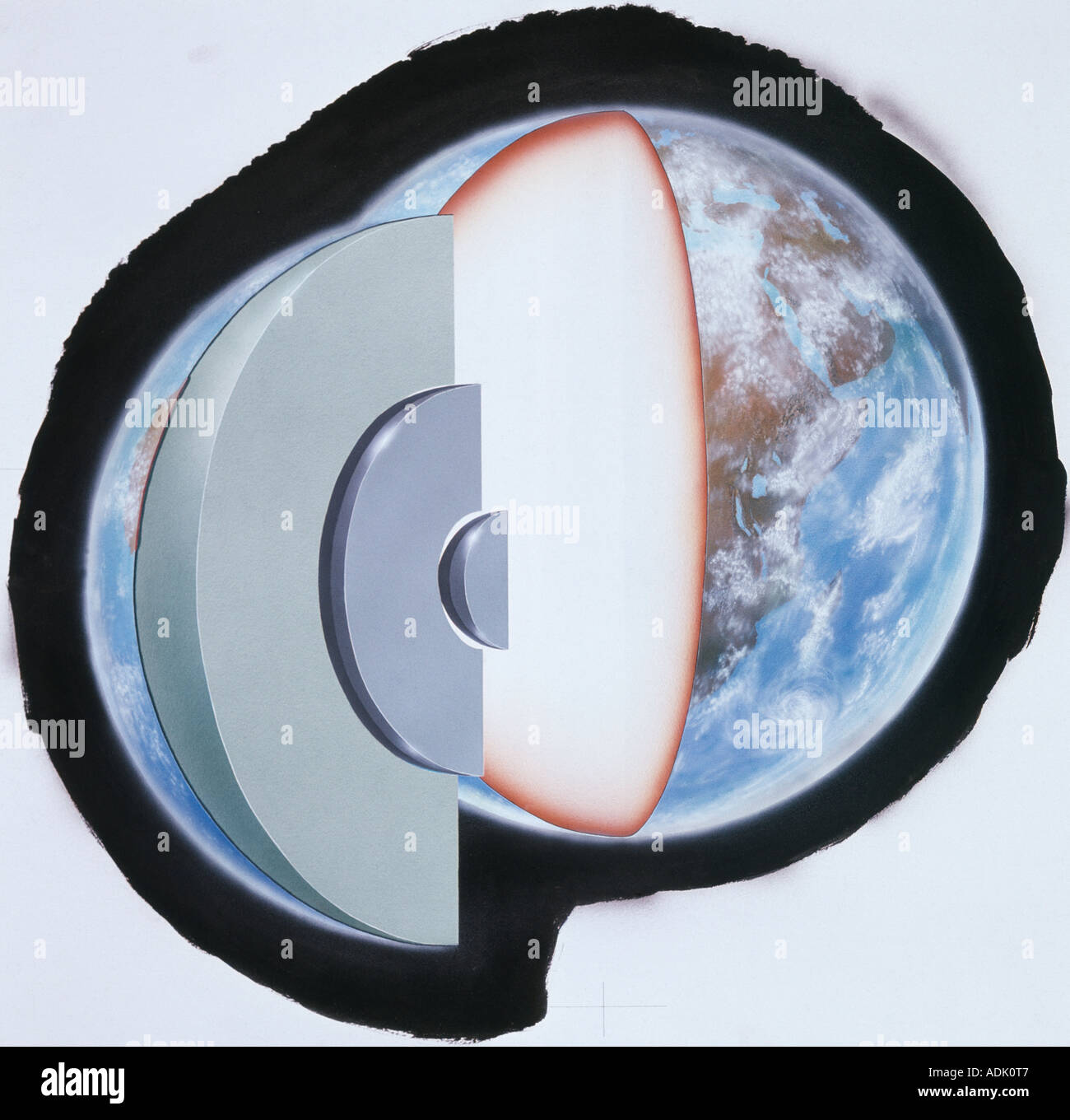 Das Diagramm zeigt das Innere der Erde Stockfotografie - Alamy