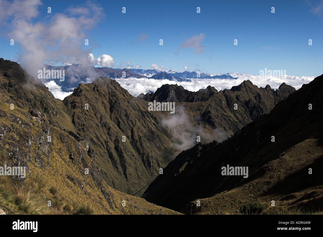 [Inka-Trail] Berg Blick vom Gipfel des "Toten Frau Pass", [Urubamba-Tal ...