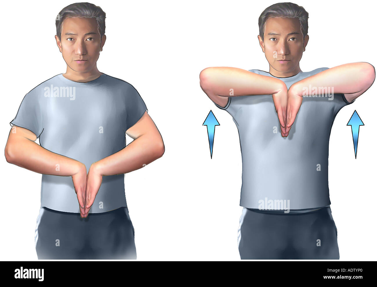 Reverse Prayer Stretch Stockfotografie - Alamy