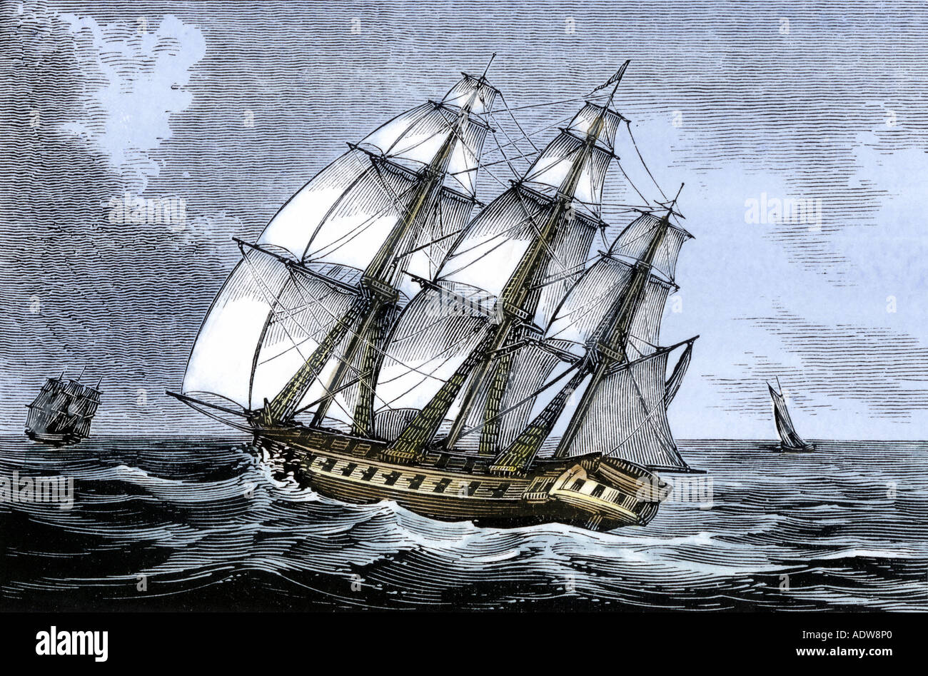 Amerikanische Fregatte Allianz im Jahr 1778, die den Marquis De ...