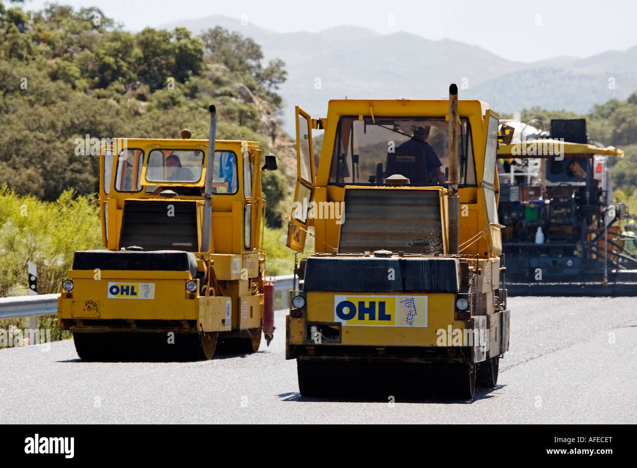 agglomerieren Sie Asphalteinbau Werke in eine Autobahn Stockfotografie ...