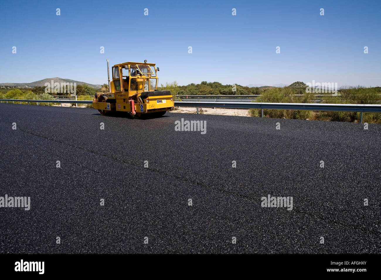 agglomerieren Sie Asphalteinbau Werke in eine Autobahn Stockfotografie ...