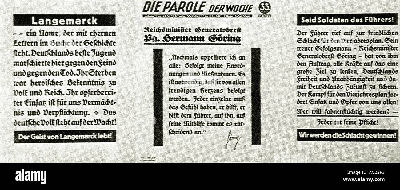 Nazismus/Nationalsozialismus, Propaganda, Slogan der Woche, Parteiwand ...