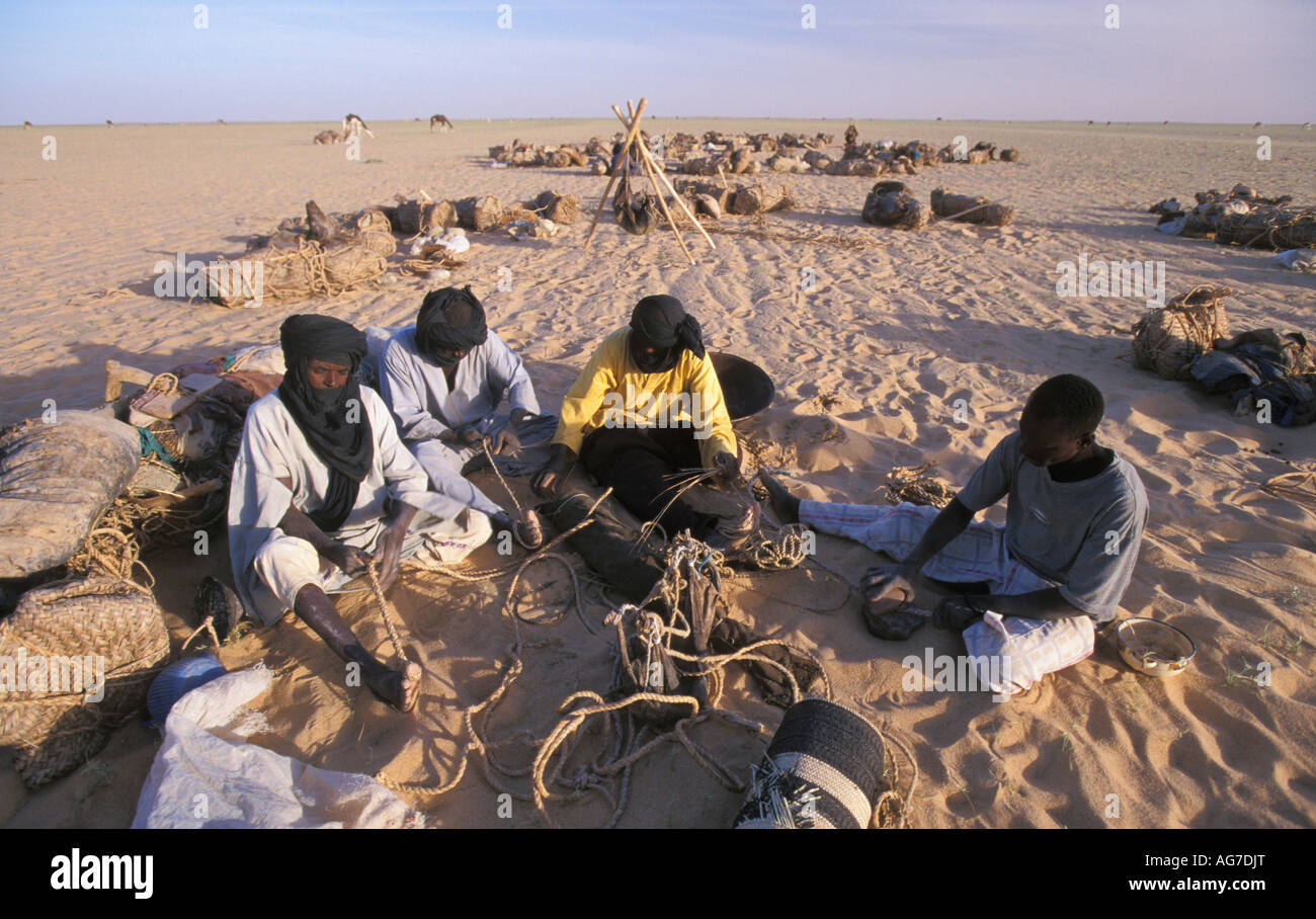 Niger Tenere Tuareg Stamm dabei traditionelle Salz Wohnwagen aus Agadez ...