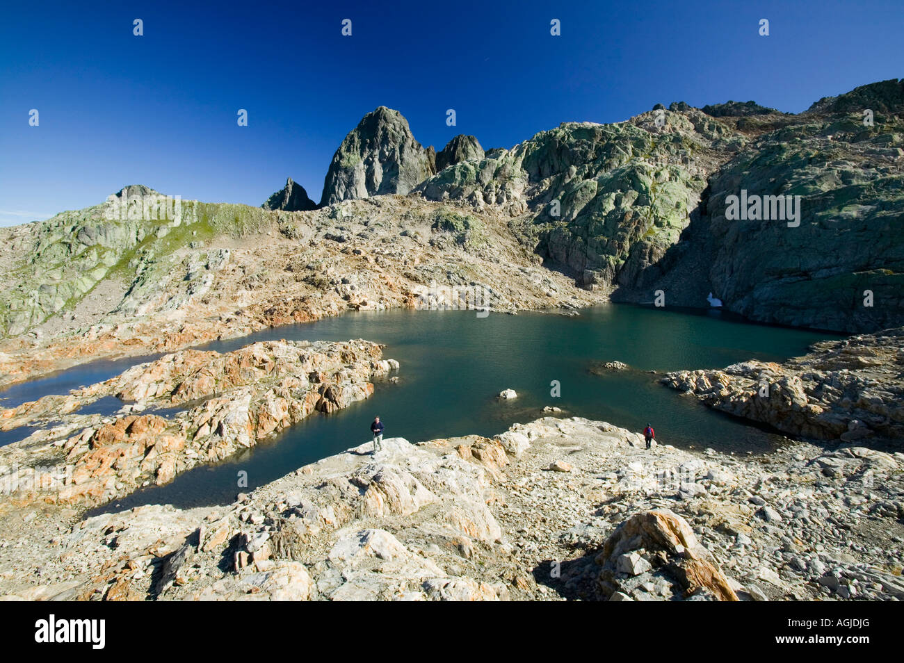 Wanderer am Lac Noir über die Aiguille Rouge Berge Chamonix Frankreich ...