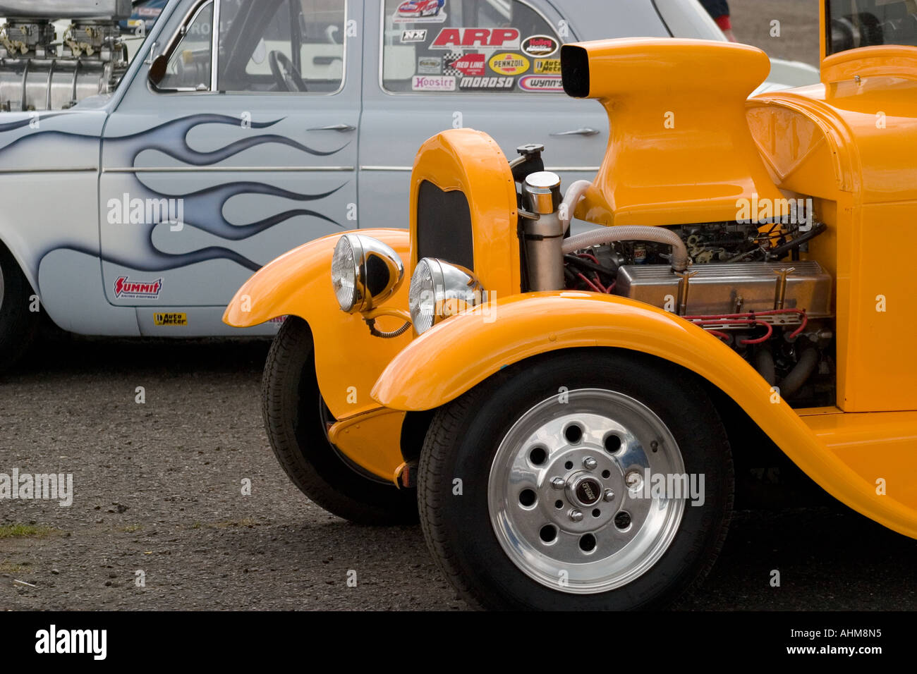 Gelben Ford 1929 Replika van Dragster in Melbourne Raceway North ...