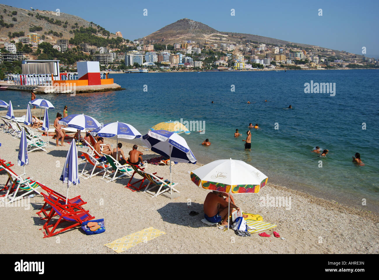 Saranda Strand, Saranda, County Vlora, Albanien Stockfotografie - Alamy