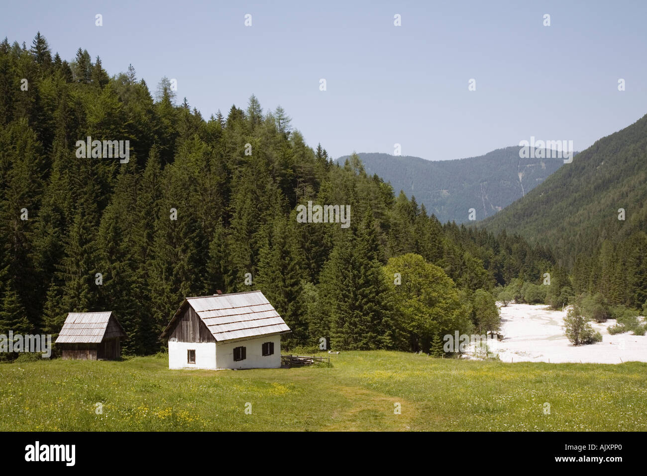 Kekecs landen Alm im Pisnica-Tal im "Triglav National Park' in den ...
