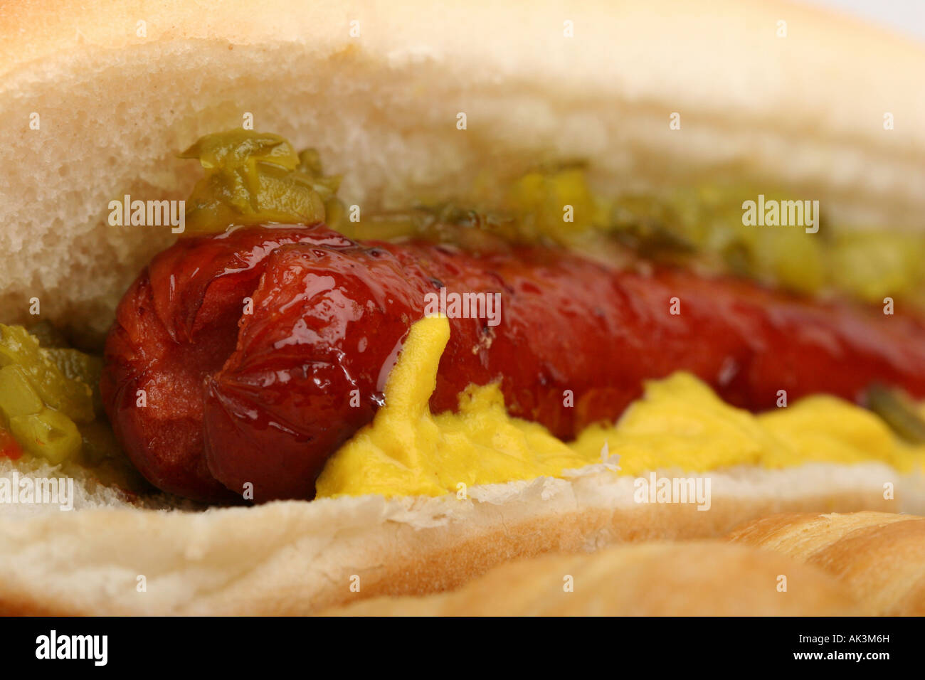 Hot Dog Hotdog mit Senfwurst Fast Finger Food mit French Sub Rolls auf ...
