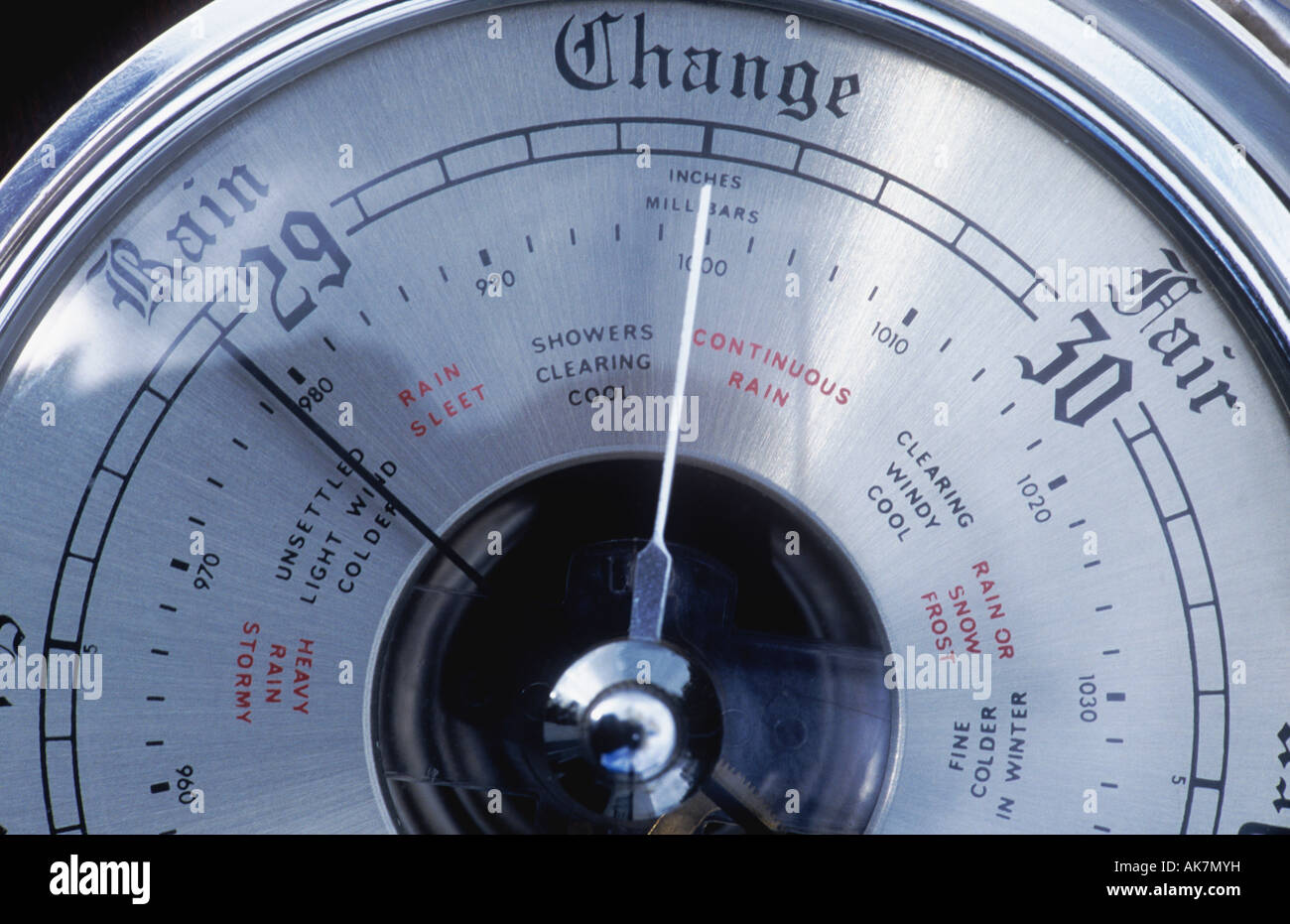 Barometer zeigt Regen Stockfotografie - Alamy