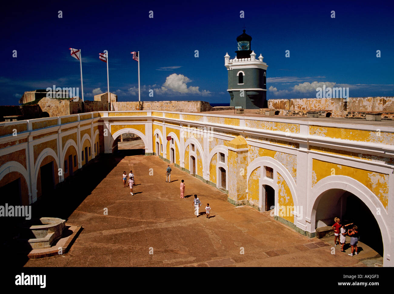 Leuchtturm, Innenhof, El Morro, El Morro Festung, fort, Festung ...
