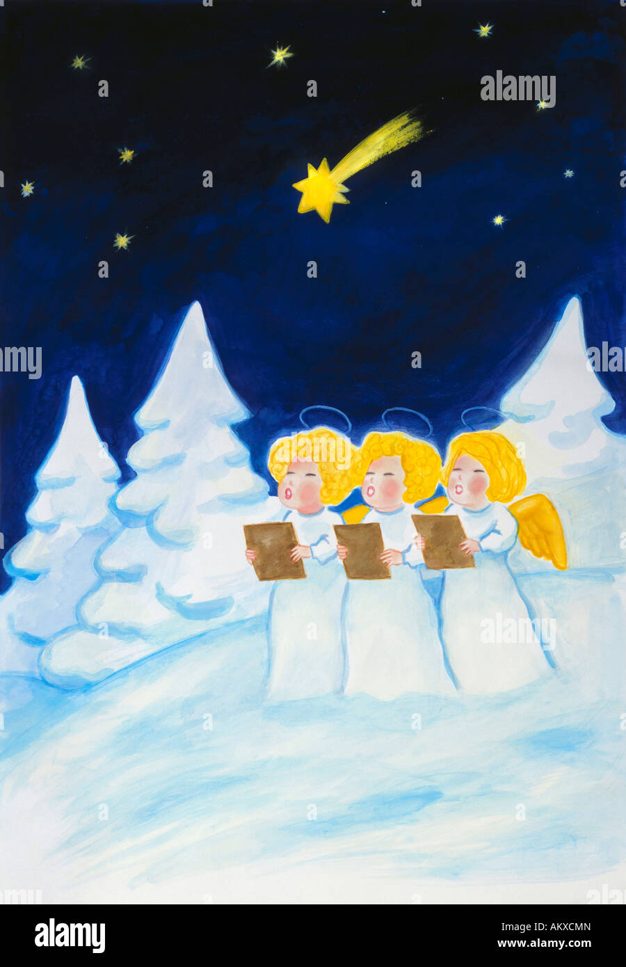 Der Engel Chor in einem verschneiten Wald, Abbildung Stockfotografie ...