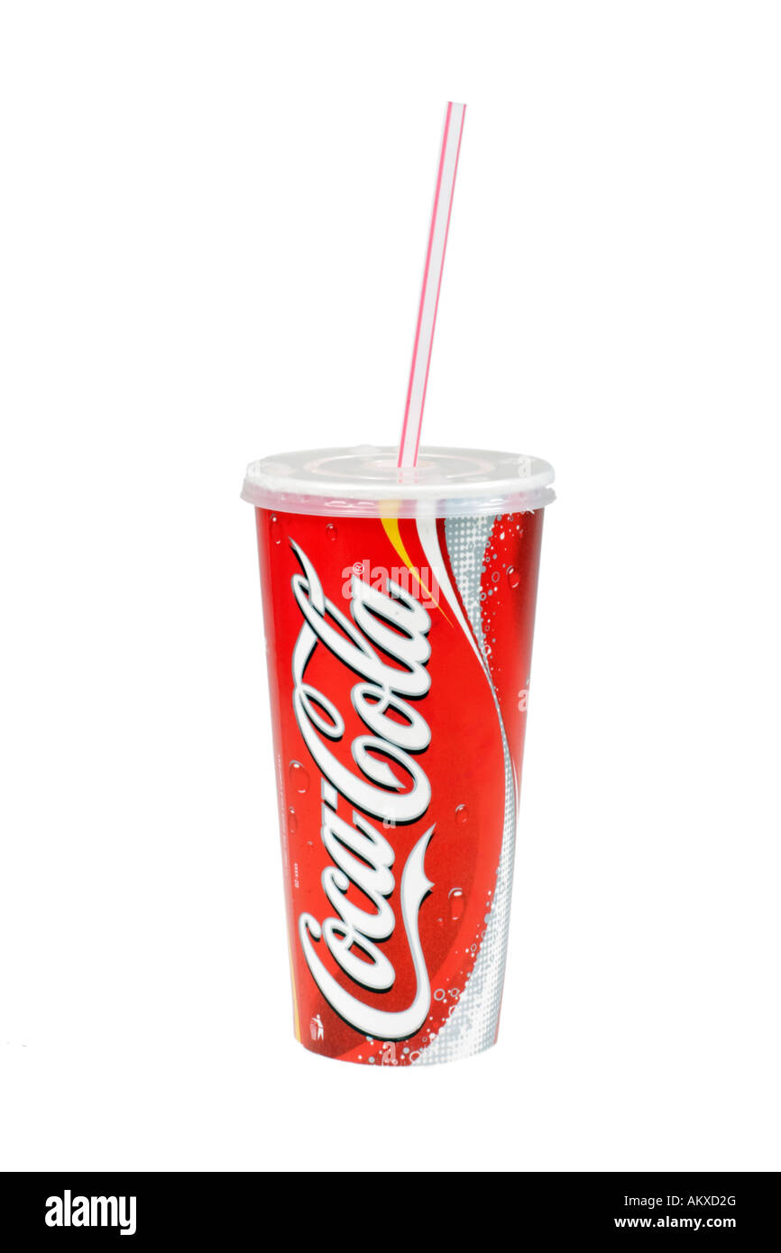 Coca Cola rot Milchshake Container und Stroh vor einem weißen ...