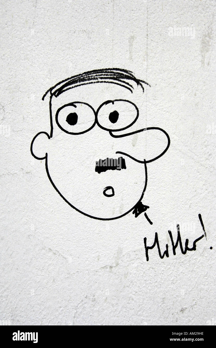 Hitler Adolf Faschismus Karikatur Cartoon Skizze zeichnen Graffiti ...