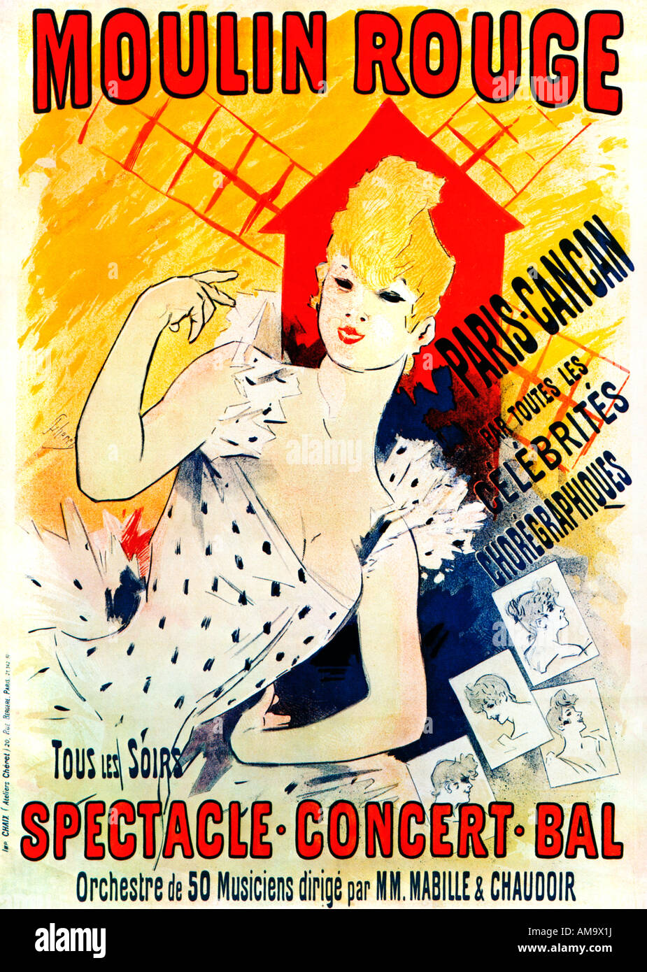 Jules Cheret Moulin Rouge 1890 Jugendstil-Plakat für die berühmten ...